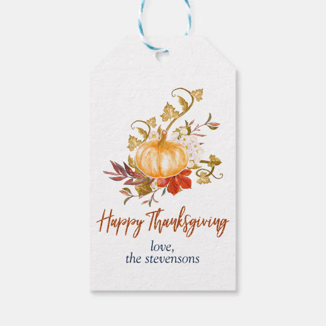 Rustic Thanksgiving Autumn Pumpkin Patch Gourds Gift Tags | Zazzle