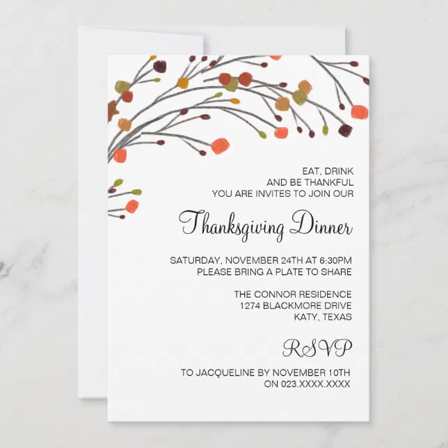 Rustic Thanksgiving Dinner Fall Invitation | Zazzle