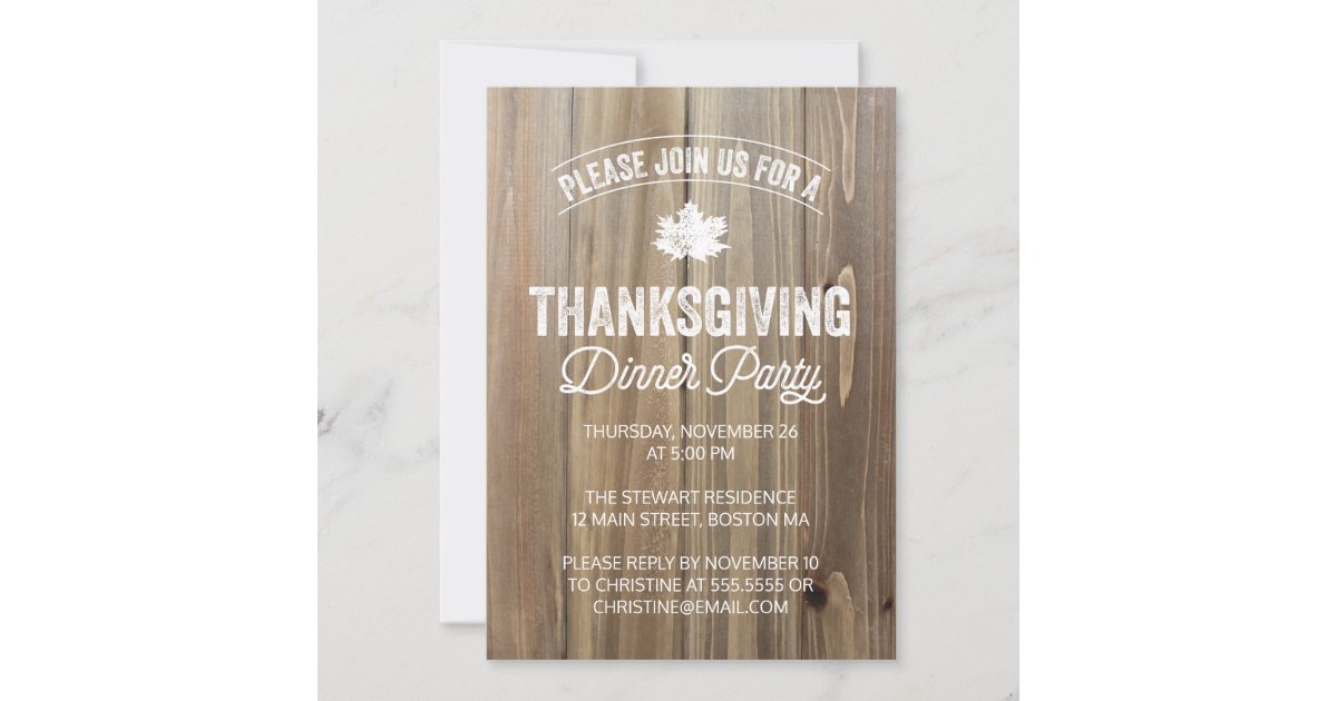 Rustic Thanksgiving Dinner Party Invitation | Zazzle