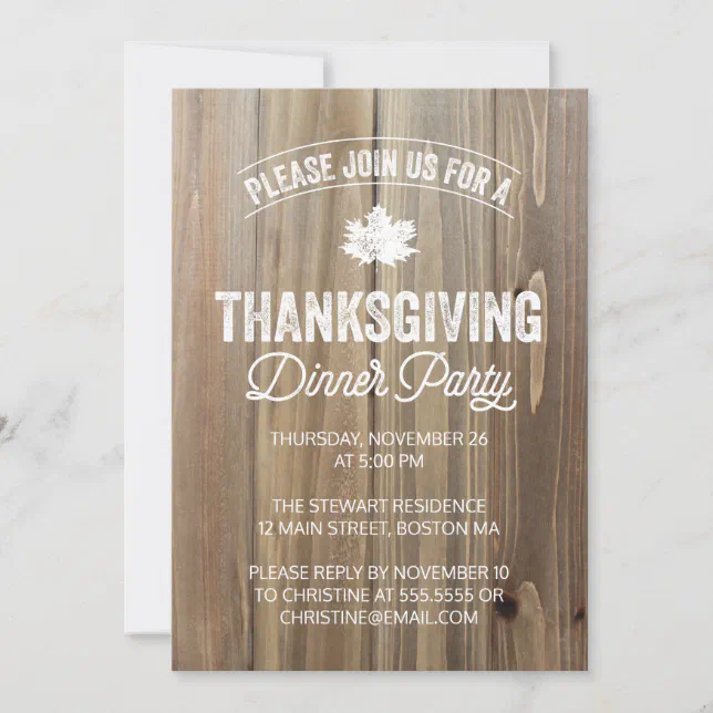 Rustic Thanksgiving Dinner Party Invitation | Zazzle