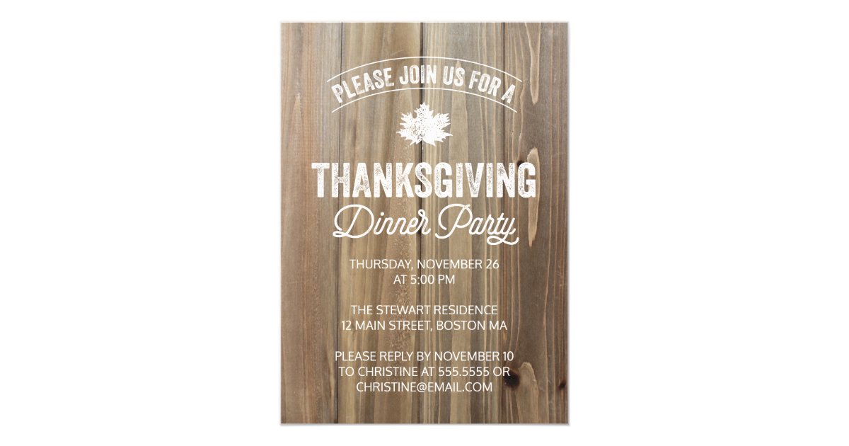 Rustic Thanksgiving Dinner Party Invitation