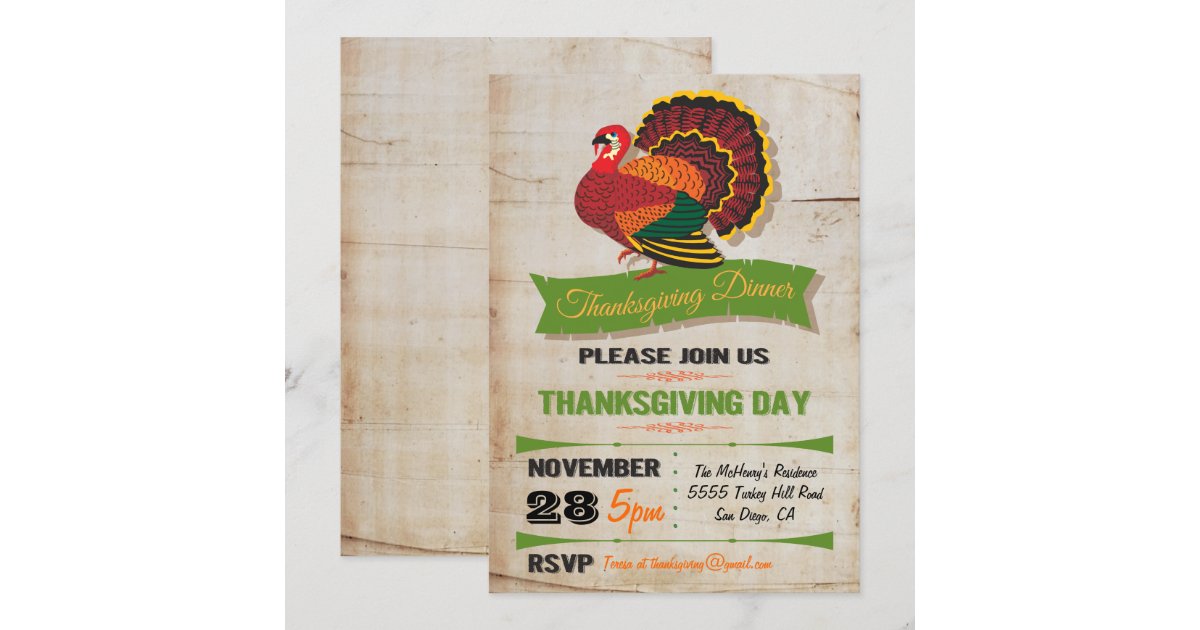 Rustic Thanksgiving dinner party invitations | Zazzle