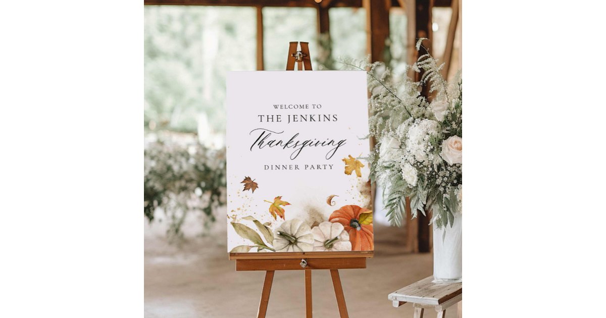 Rustic Thanksgiving Dinner Party Welcome Sign | Zazzle