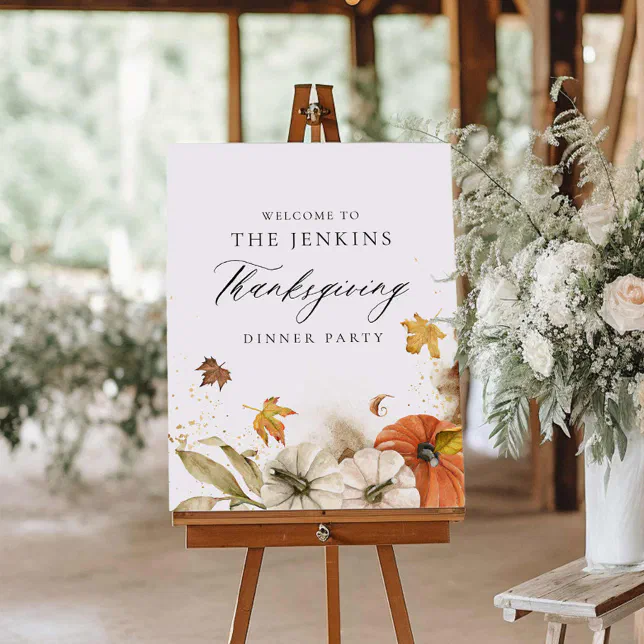 Rustic Thanksgiving Dinner Party Welcome Sign | Zazzle