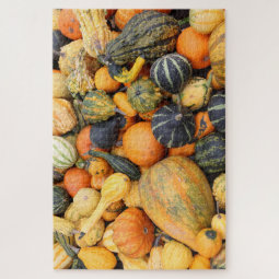 Rustic Thanksgiving Fall Autumn Pumpkins Gauds Jigsaw Puzzle | Zazzle