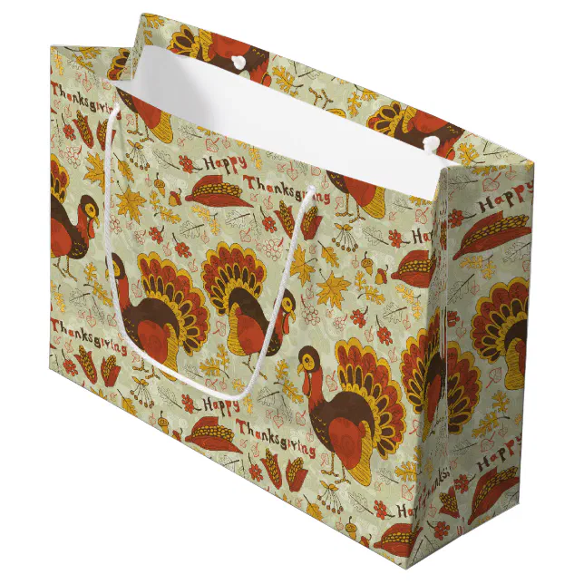 Rustic Thanksgiving Holiday Fall Autumn Colorful Large Gift Bag | Zazzle