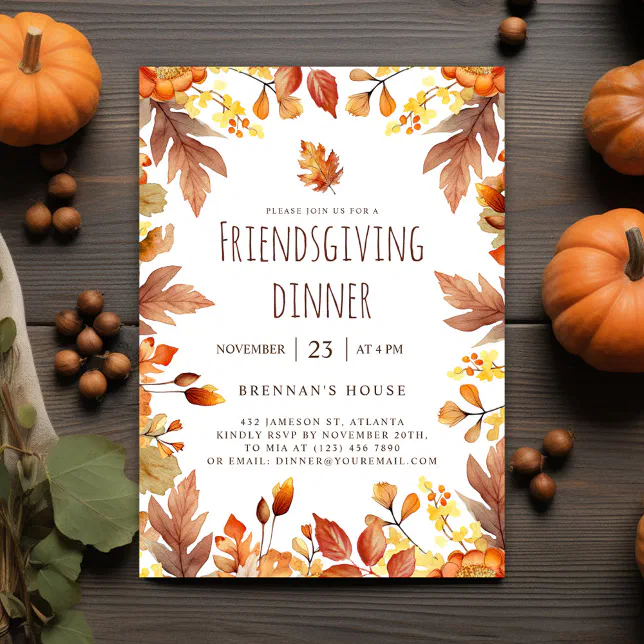 Rustic Thanksgiving Party Friendsgiving Dinner Invitation | Zazzle