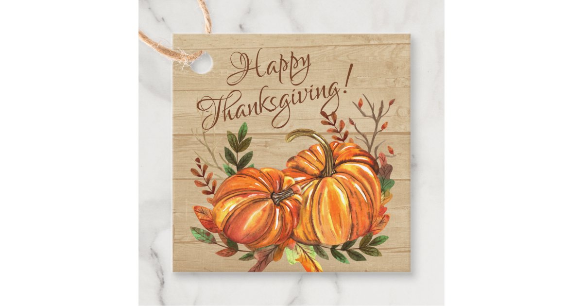 Rustic Thanksgiving Pumpkins Favor Tags | Zazzle