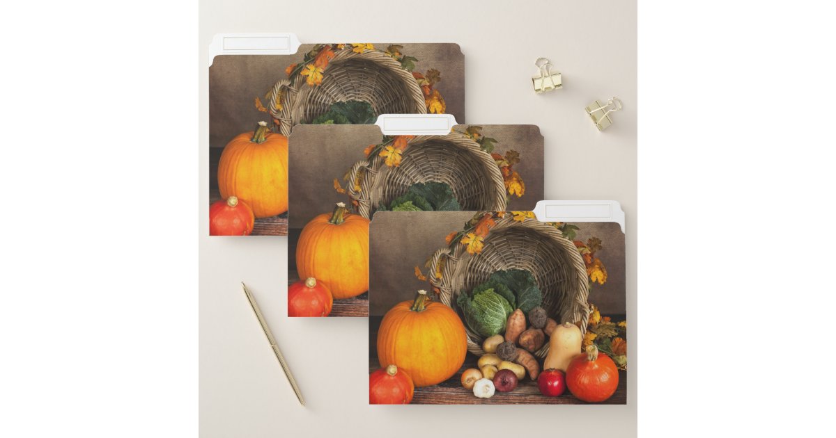 Rustic Thanksgiving Table Bountiful Harvest File Folder | Zazzle