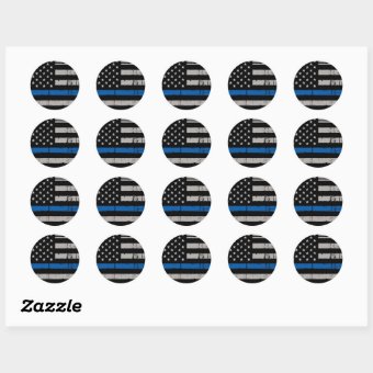Rustic Thin Blue Line Police Officer Classic Round Sticker | Zazzle