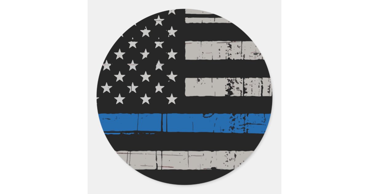 Rustic Thin Blue Line Police Officer Classic Round Sticker | Zazzle