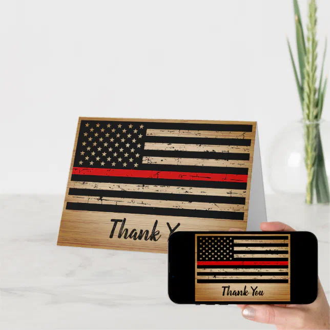 Rustic Thin Red Line Fire Department Firefighter Card | Zazzle