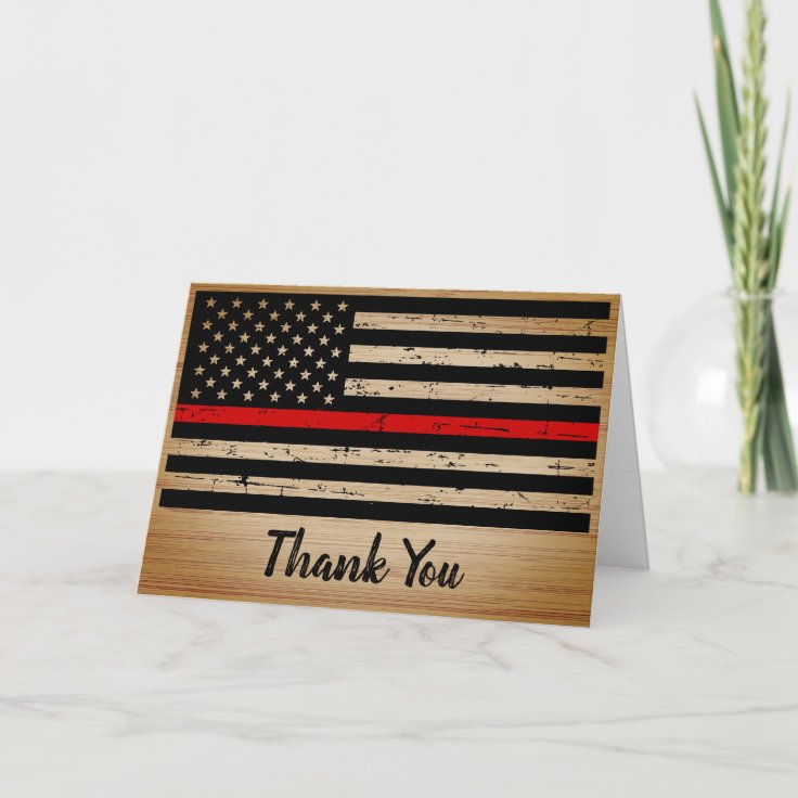 Rustic Thin Red Line Fire Department Firefighter Card | Zazzle