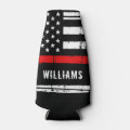 Rustic Thin Red Line Personalized Firefighter Bottle Cooler | Zazzle
