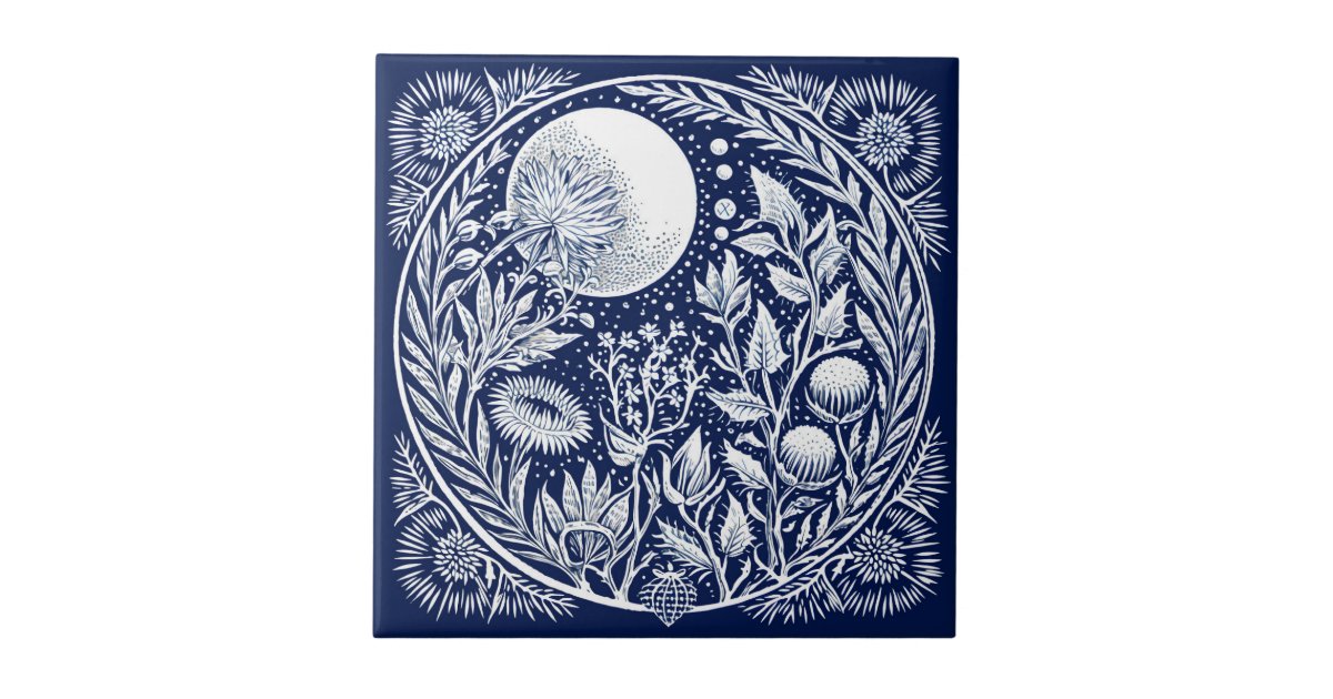 Rustic Thistle Moon Ceramic Tile | Zazzle