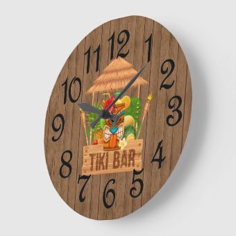 Rustic Tiki Bar Large Clock | Zazzle