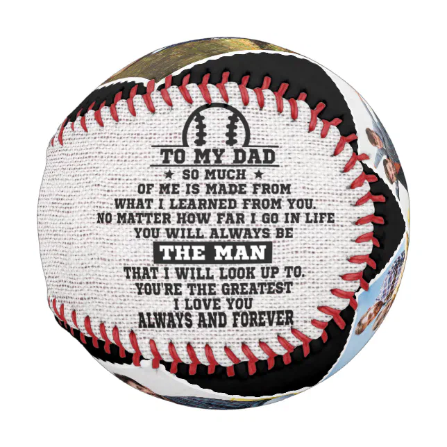 Rustic To My Dad Custom 4 photos fathers day Baseball | Zazzle