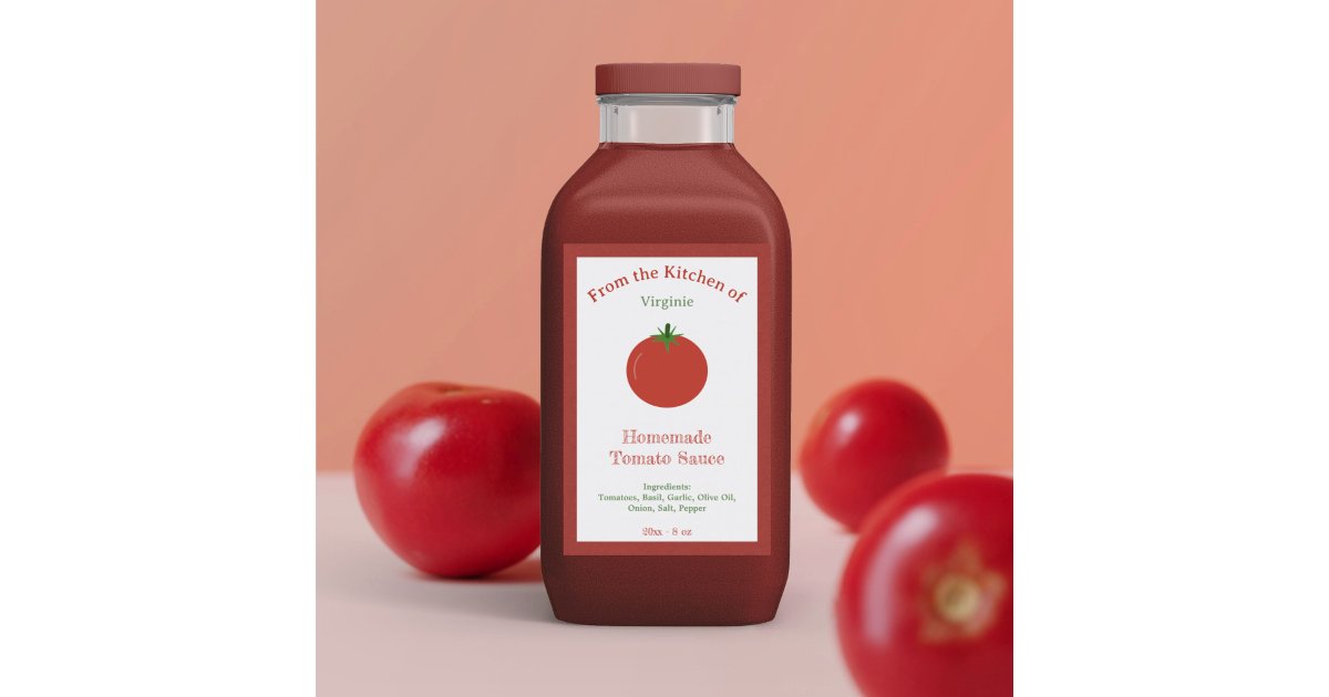 Rustic Tomato Sauce Bottle Label Sticker | Zazzle