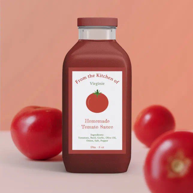 Rustic Tomato Sauce Bottle Label Sticker | Zazzle