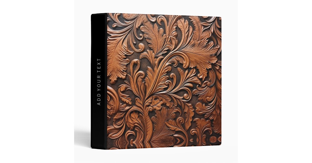 Rustic tooled leather 3 ring binder | Zazzle