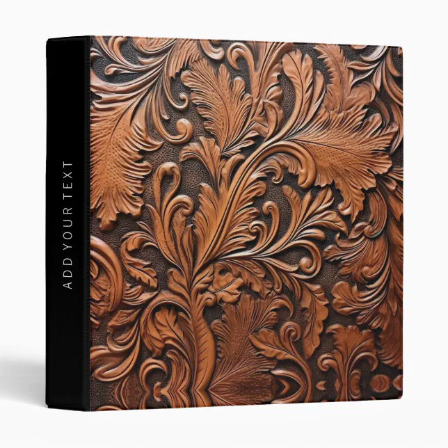 Rustic tooled leather 3 ring binder | Zazzle