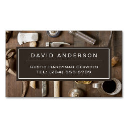 Rustic Tools Carpenter Handyman Woodworker Business Card Magnet | Zazzle