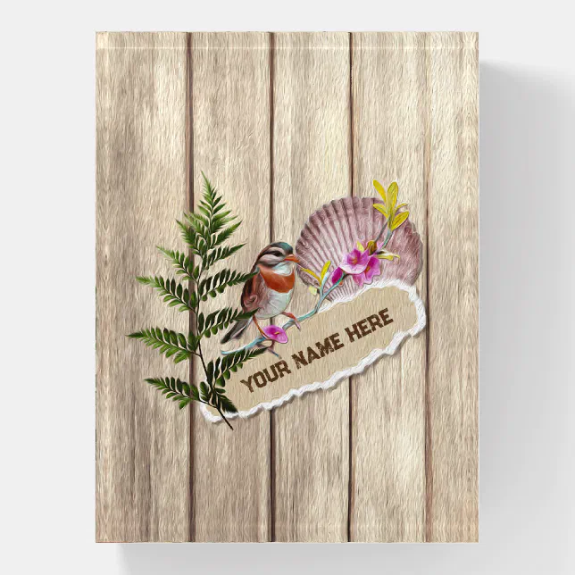 Rustic Torn Paper Wood Oil Paint Personalize Name Paperweight | Zazzle