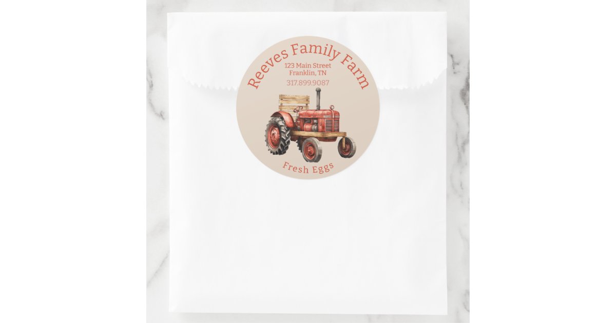 Rustic Tractor Homestead Egg Label Sticker | Zazzle