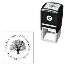 Rustic Tree Circle Address Stamp | Zazzle
