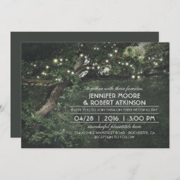 Rustic Tree String Lights Forest Wedding Invitation | Zazzle