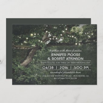 Rustic Tree String Lights Forest Wedding Invitation | Zazzle