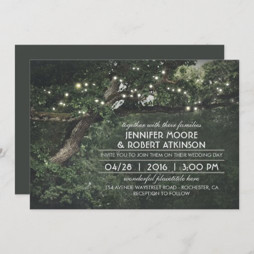 Rustic Tree String Lights Forest Wedding Invitation | Zazzle