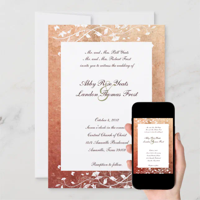 Rustic Tree Warm Red Wedding Invitation | Zazzle