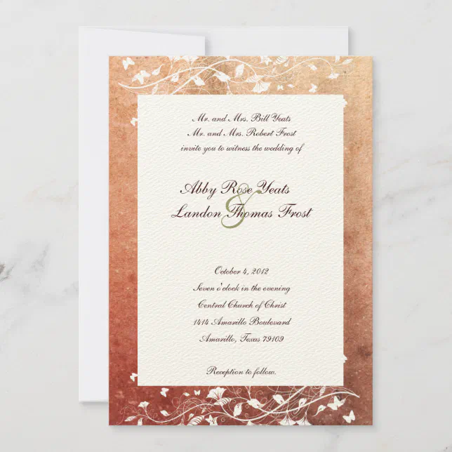 Rustic Tree Warm Red Wedding Invitation | Zazzle
