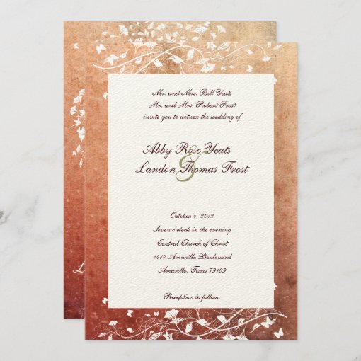 Rustic Tree Warm Red Wedding Invitation | Zazzle