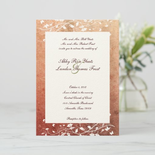 Rustic Tree Warm Red Wedding Invitation | Zazzle