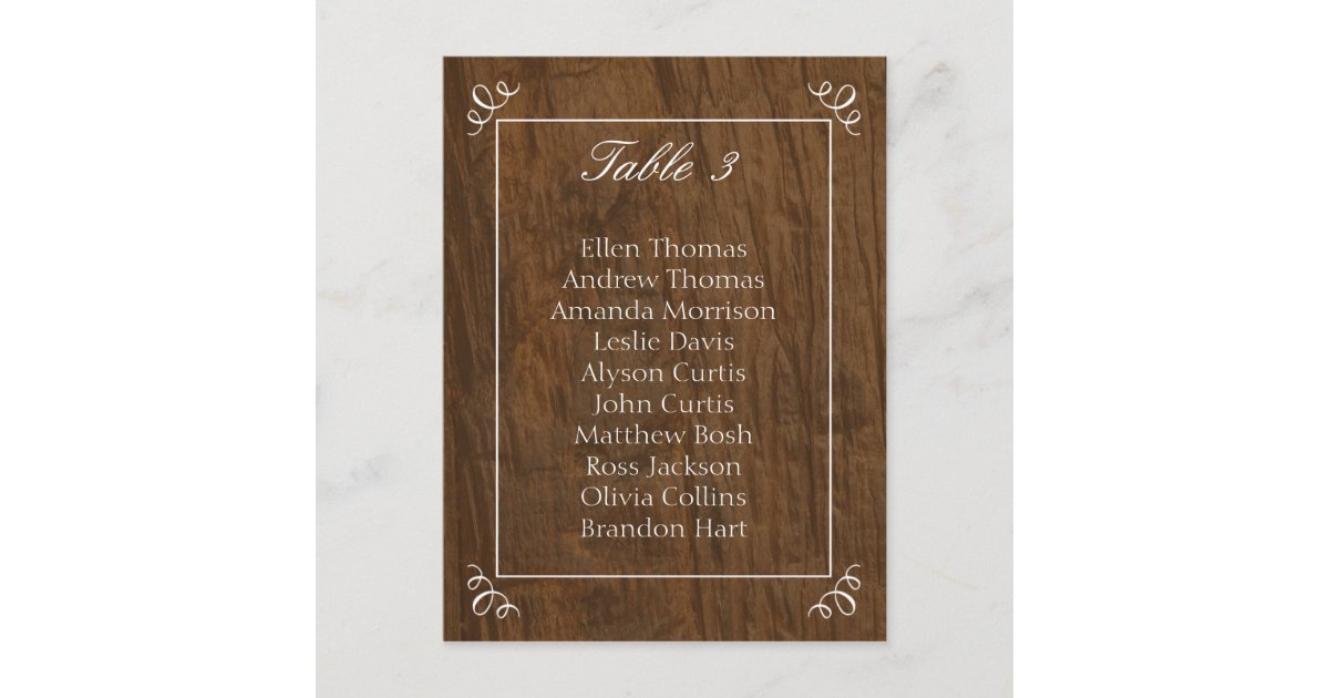 Rustic Tree Wedding Seating Chart Postcard | Zazzle