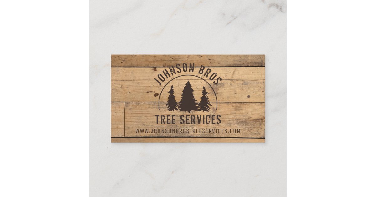 Rustic Trees Wood Plank Business Card | Zazzle