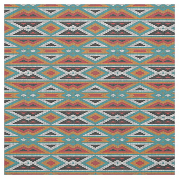 Rustic Tribe Mosaic Native American Indian Pattern Fabric | Zazzle