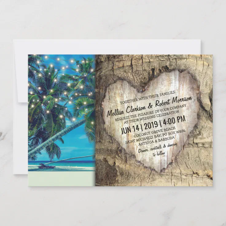 Rustic Tropical Beach Destination Wedding Invitation | Zazzle
