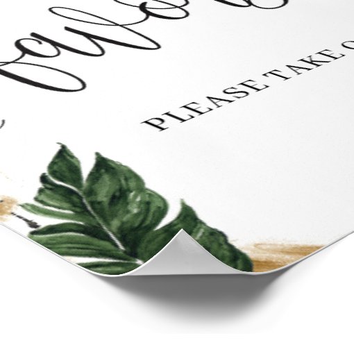 Rustic tropical leaves floral wedding favors sign | Zazzle