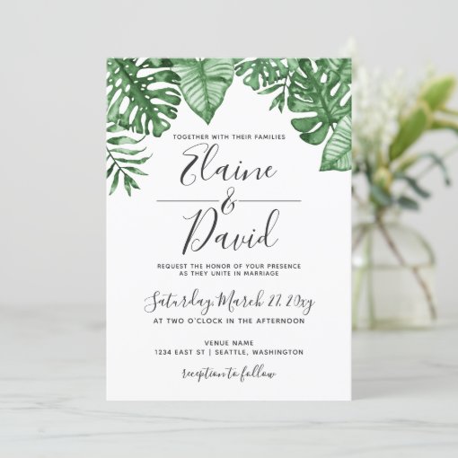 Rustic Tropical Nature Botanical Greenery Wedding Invitation | Zazzle