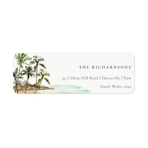 Rustic Tropical Palm Trees Beach Sand Address Label | Zazzle