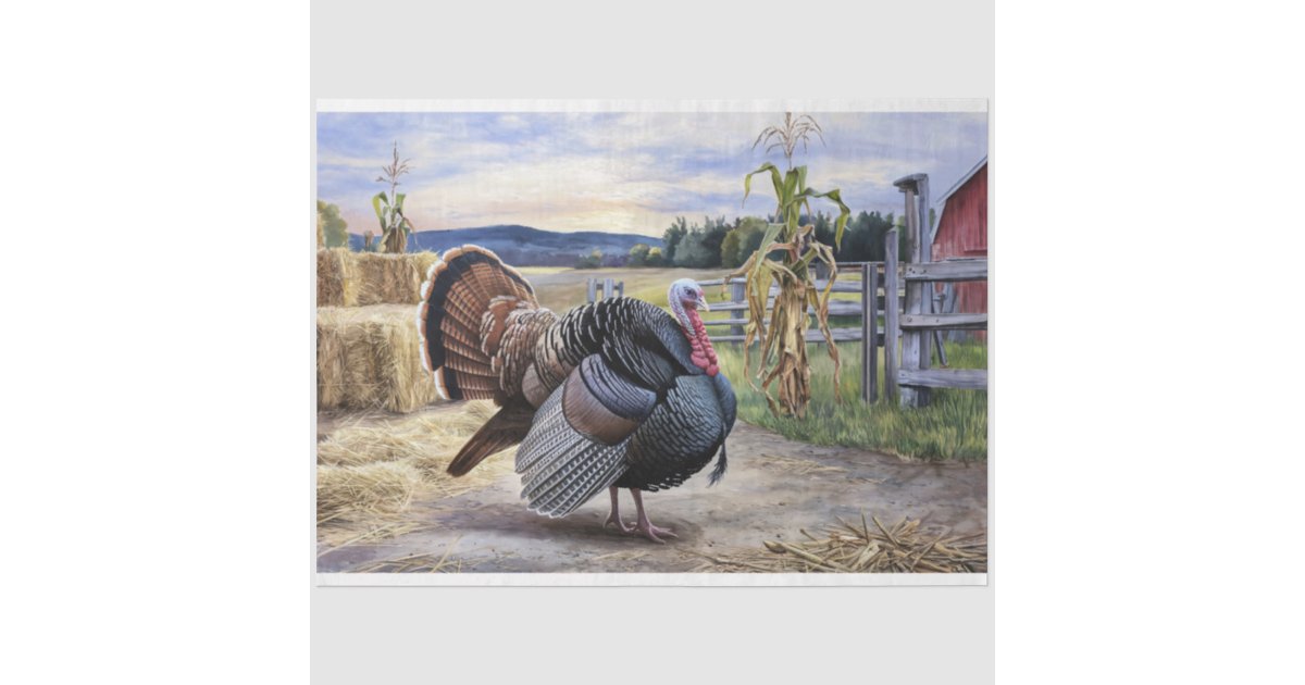 Rustic Turkey Farm Thanksgiving Decoupage Tissue Paper | Zazzle