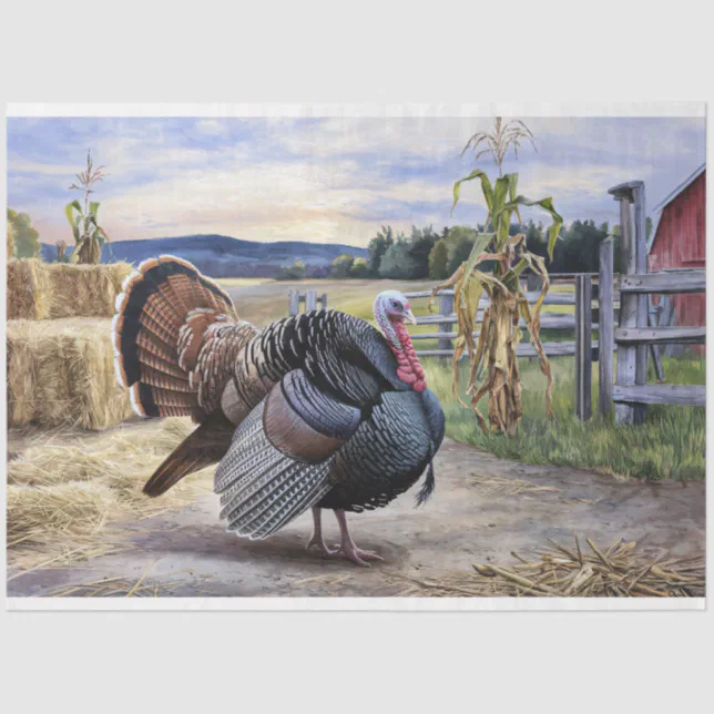 Rustic Turkey Farm Thanksgiving Decoupage Tissue Paper | Zazzle