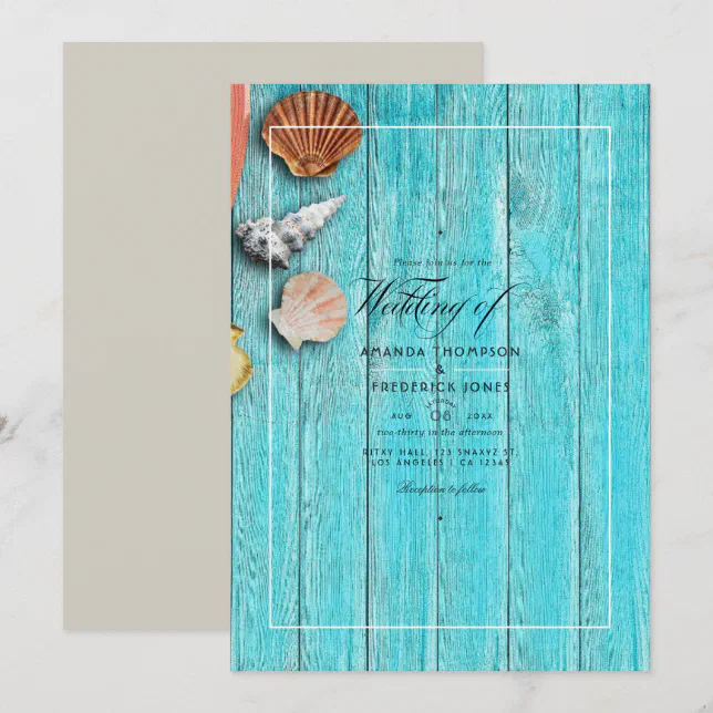 Rustic Turquoise Summer Beach Wedding Invitation | Zazzle