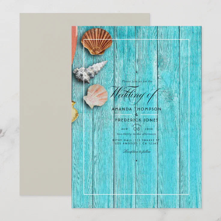 Rustic Turquoise Summer Beach Wedding Invitation | Zazzle