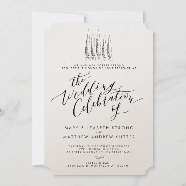 Rustic Tuscany Calligraphy Wedding Invitation | Zazzle
