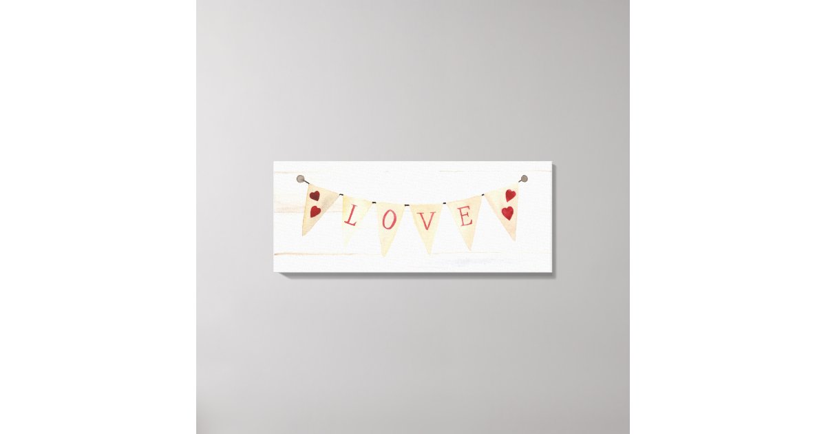 Rustic Valentine Banner II Canvas Print | Zazzle
