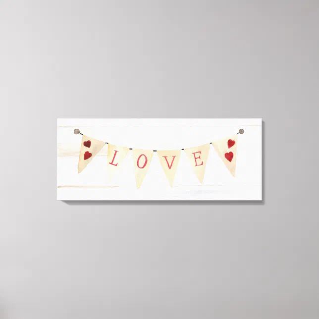 Rustic Valentine Banner II Canvas Print | Zazzle